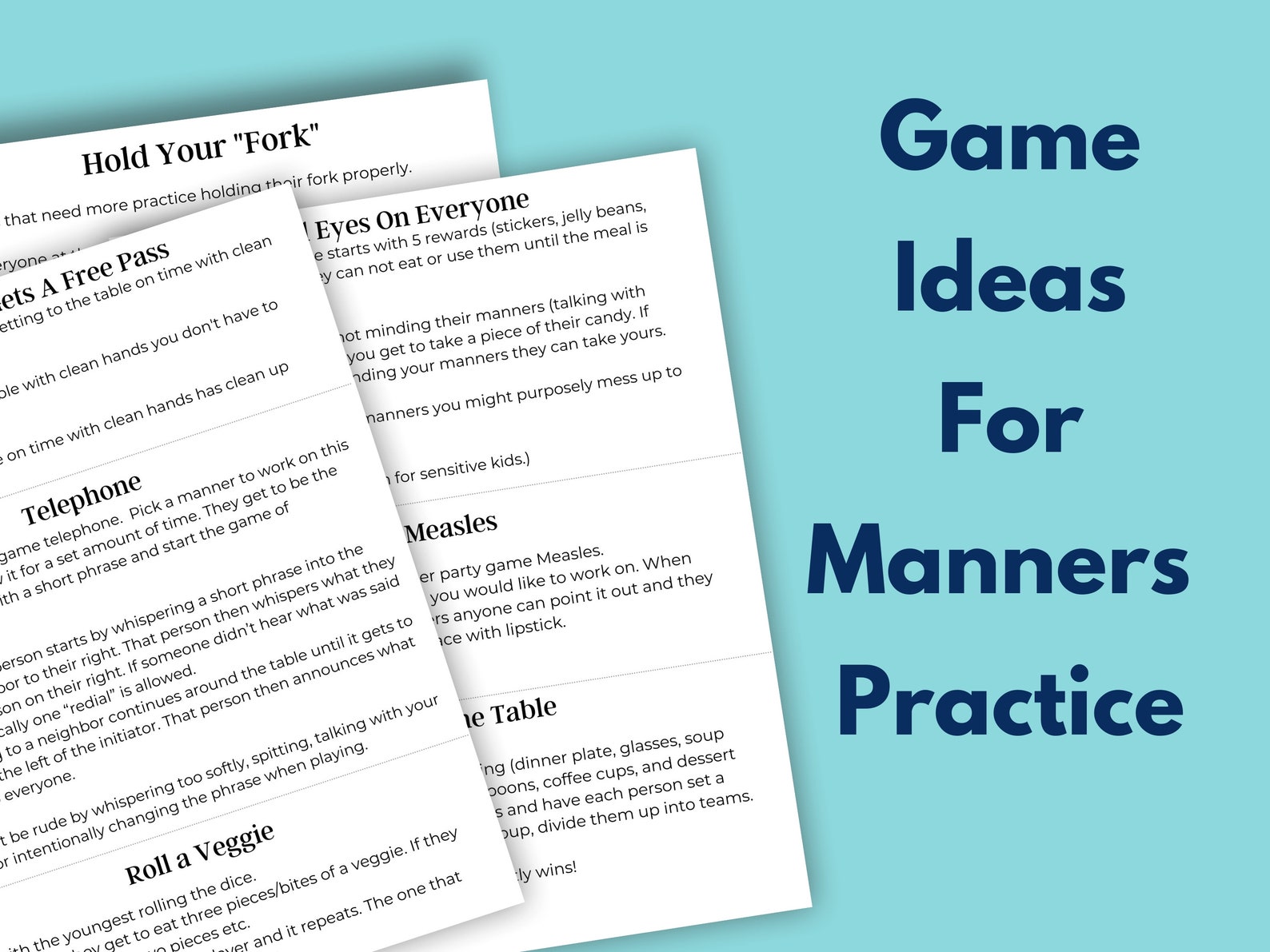 Printable Table Manners Bundle for Kids Teaching Dining Etiquette - Etsy