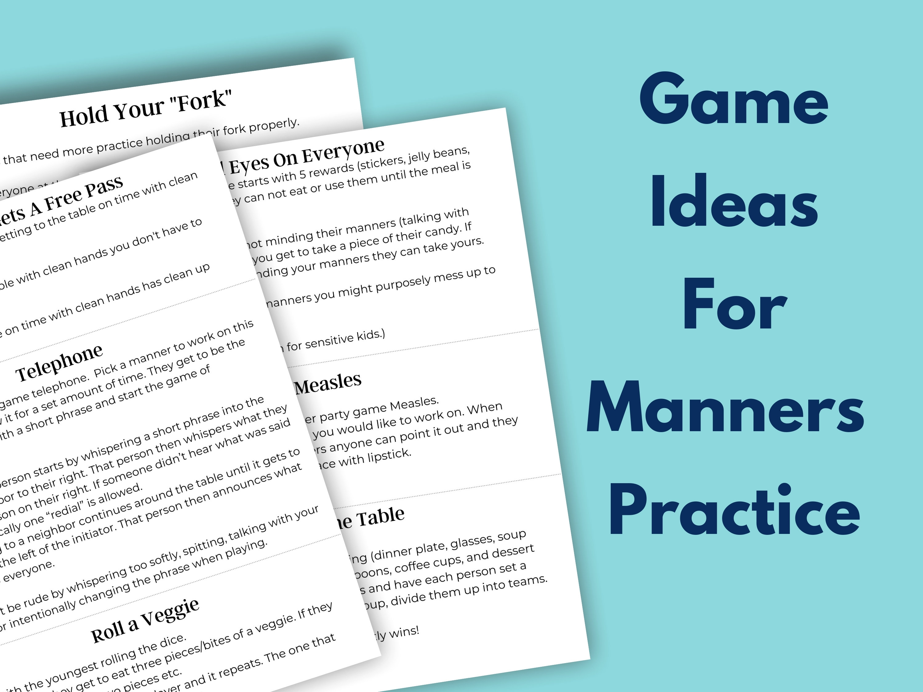 Printable Table Manners Bundle for Kids Teaching Dining - Etsy