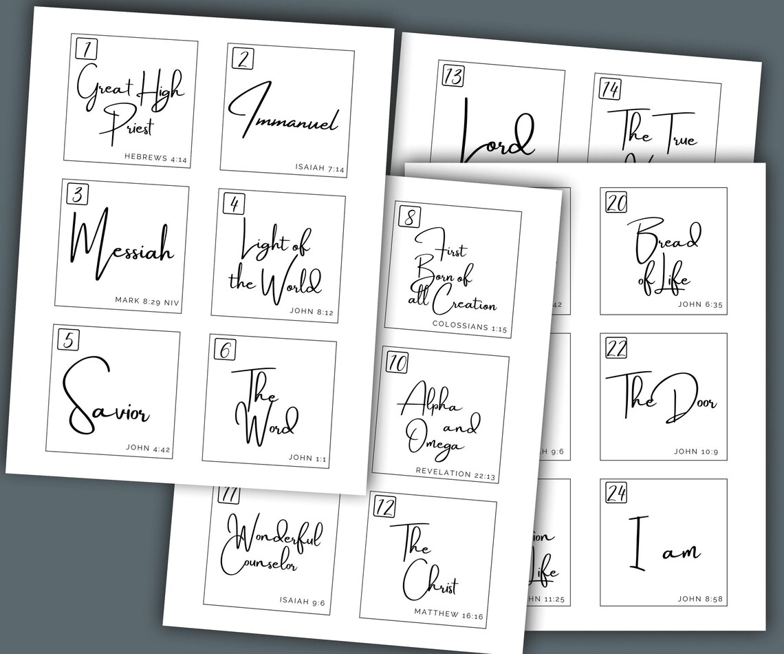 Printable Names of Jesus Advent Card Calendar - Etsy