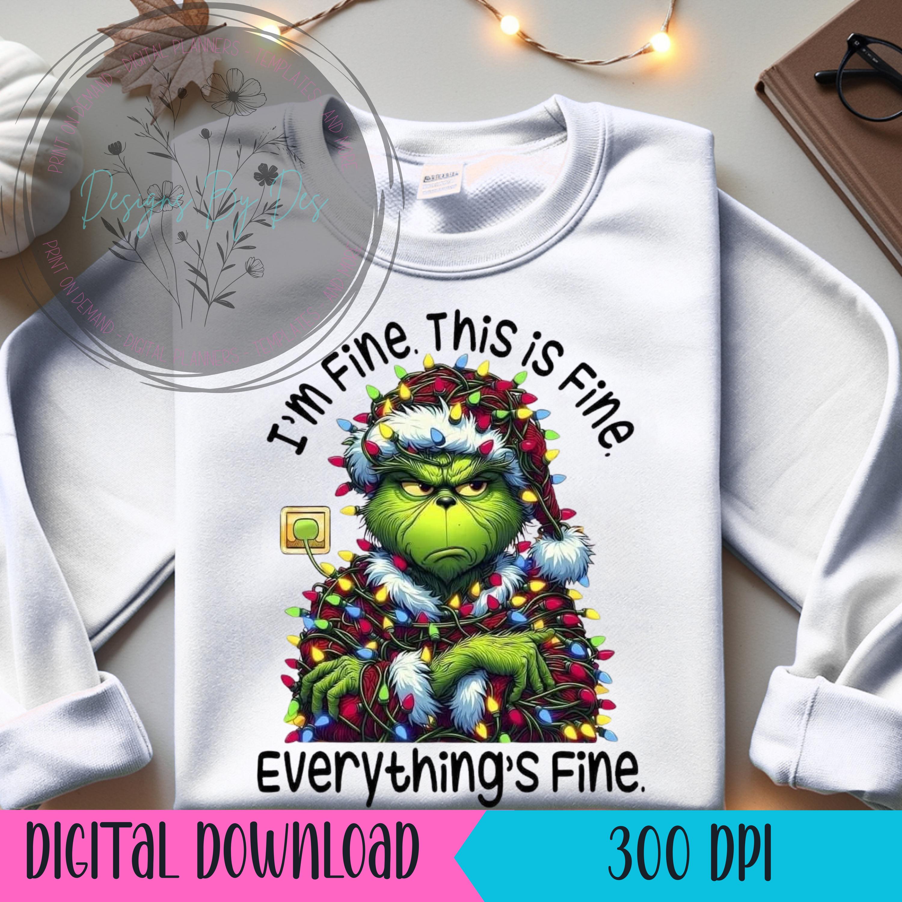 Funny Christmas PNG | Grumpy Holiday Lights Design | It’s Fine ...