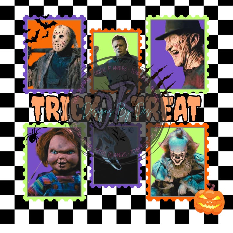 Horror Movie Stamps PNG: Halloween Digital Download Clipart - Etsy