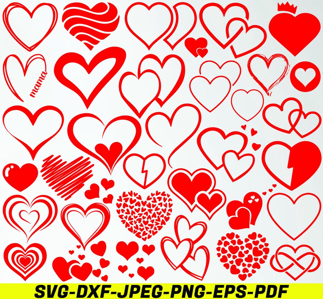 Red Hearts Svg Bundle, Red Heart Clipart, Red Hearts Cut Files for ...