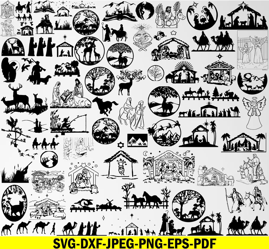 Nativity Scene Svg Bundle, Nativity Scene Clipart, Nativity Scene Cut ...