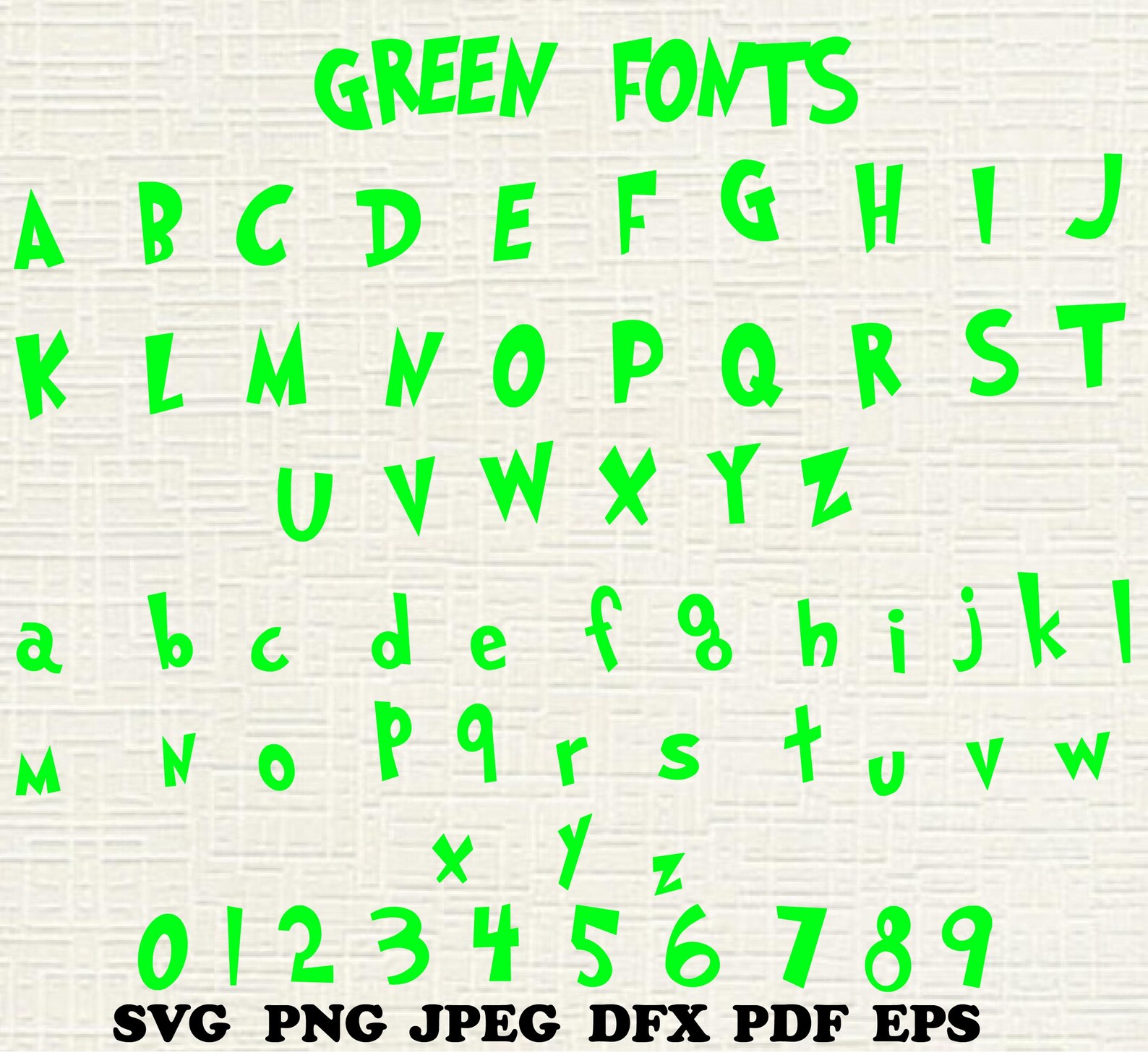 Green Font Svg Bundle, Green Character Font, Christmas Holiday Fonts ...