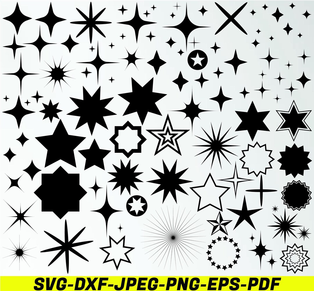 Stars Svg Bundle, Sparkle Stars Clipart, Star Silhouette, Shinning Star ...