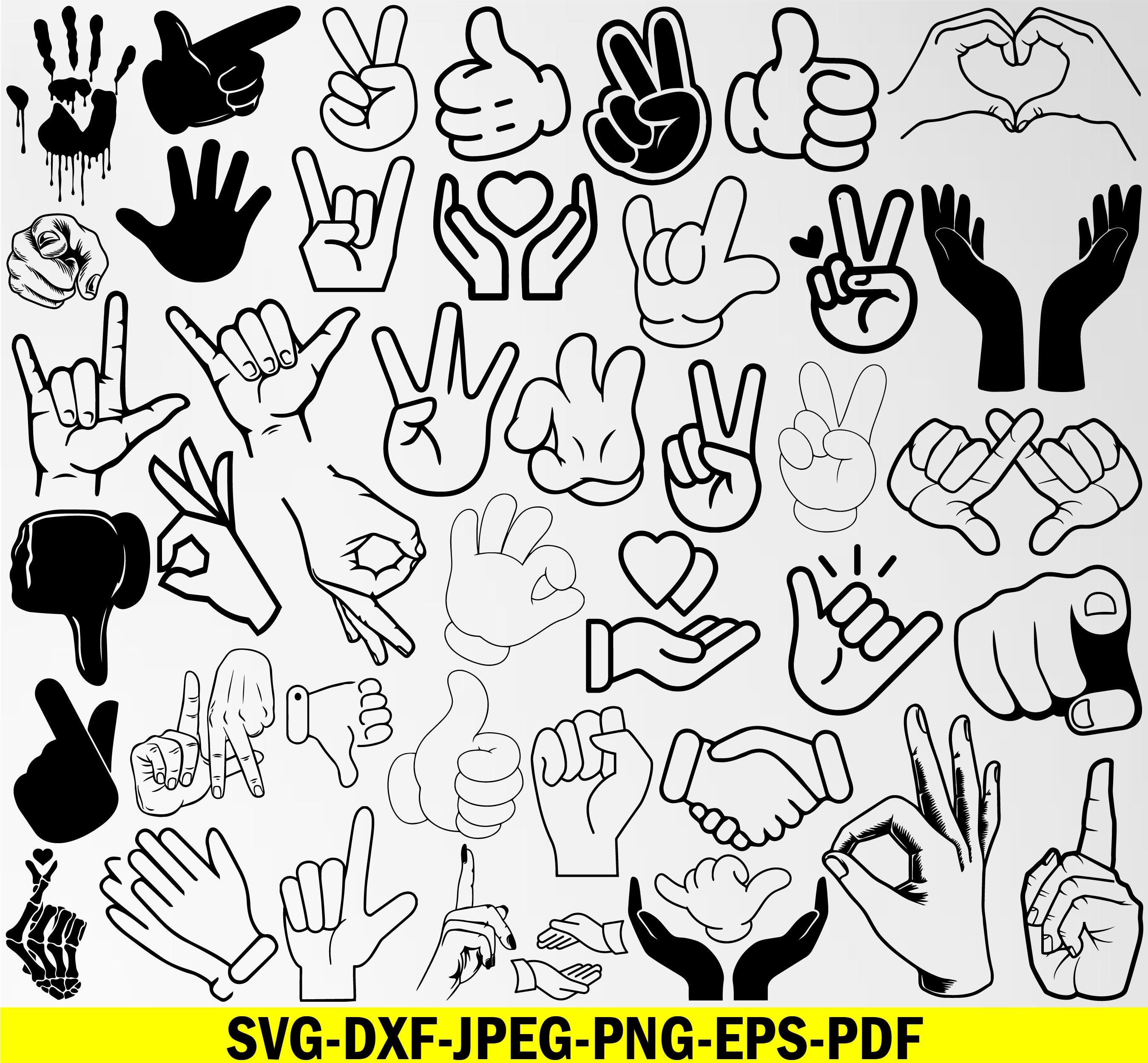 Hand Symbol Svg Bundle. Hand Sign Svg Bundle, Hand Sign Clipart, Peace ...