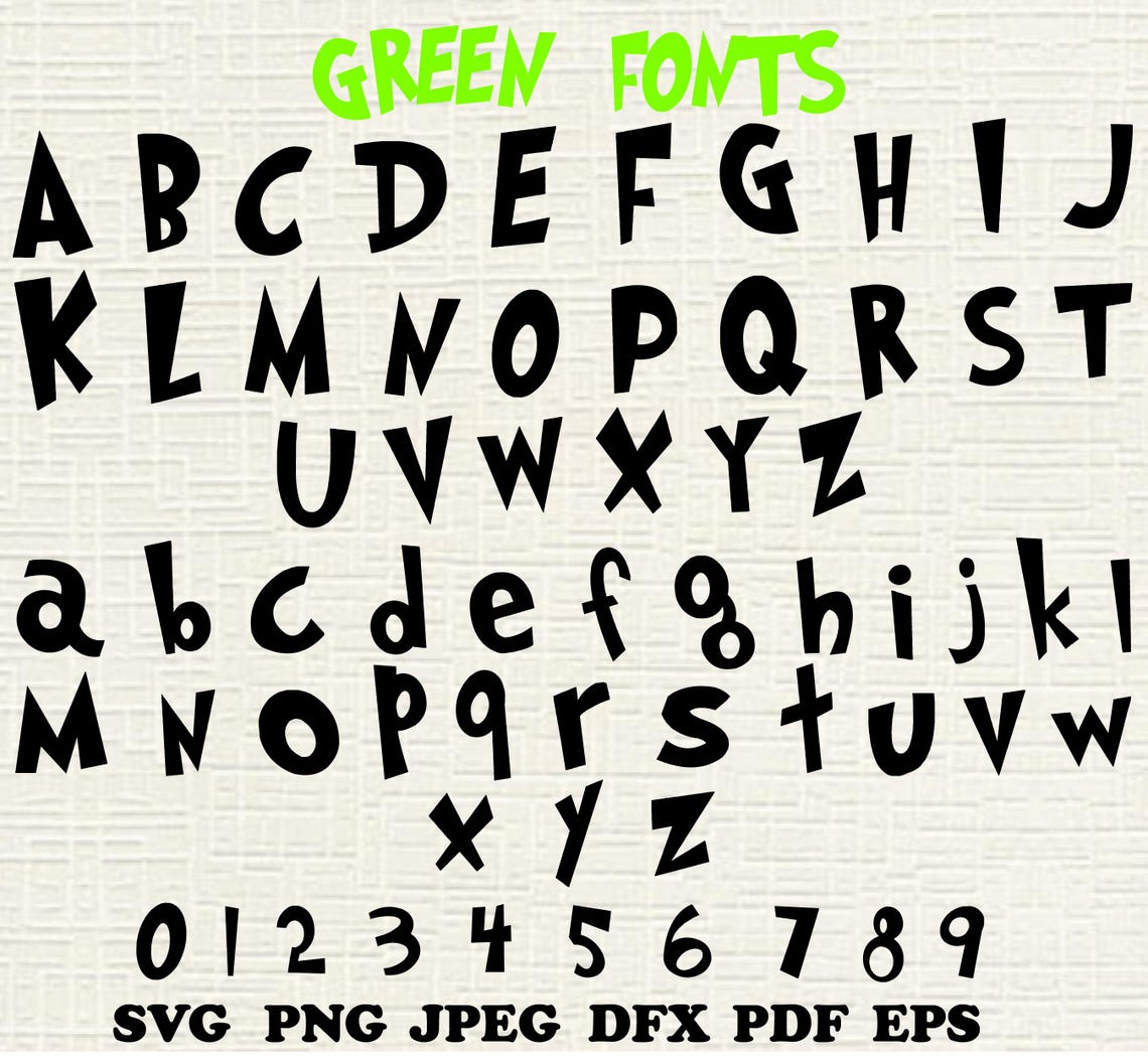 Green Font Svg Bundle, Green Character Font, Christmas Holiday Fonts ...