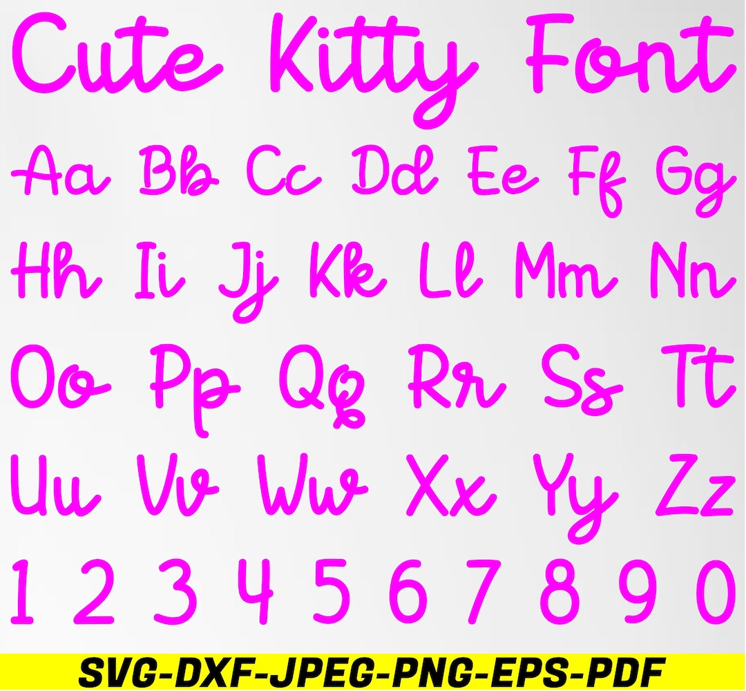 Cute Kitty Font Svg Bundle, Cat Font Svg, Kitty Font Letters Svg, Cat ...