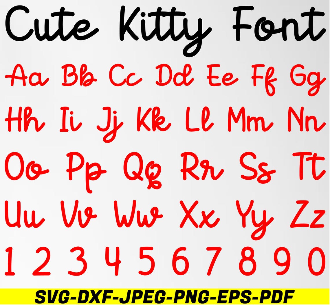 Cute Kitty Font Svg Bundle, Cat Font Svg, Kitty Font Letters Svg, Cat ...