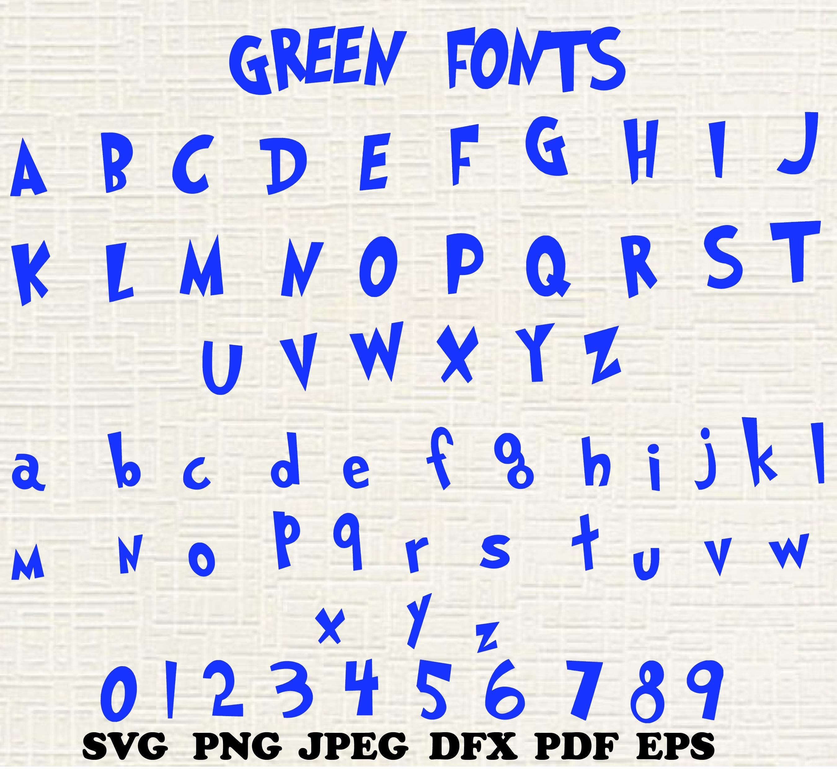 Green Font Svg Bundle, Green Character Font, Christmas Holiday Fonts ...