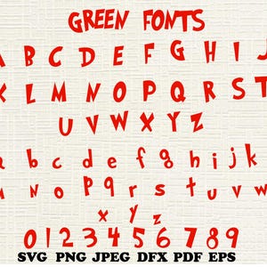Green Font Svg Bundle, Green Character Font, Christmas Holiday Fonts ...