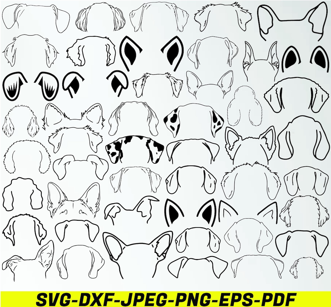 Dog Ears Svg Bundle, Dog Svg Bundle, Dog Ears Drawing Svg, Dog Ears ...
