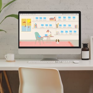 Desktop Wallpaper | Calming Study Room Background Digital Desktop ...