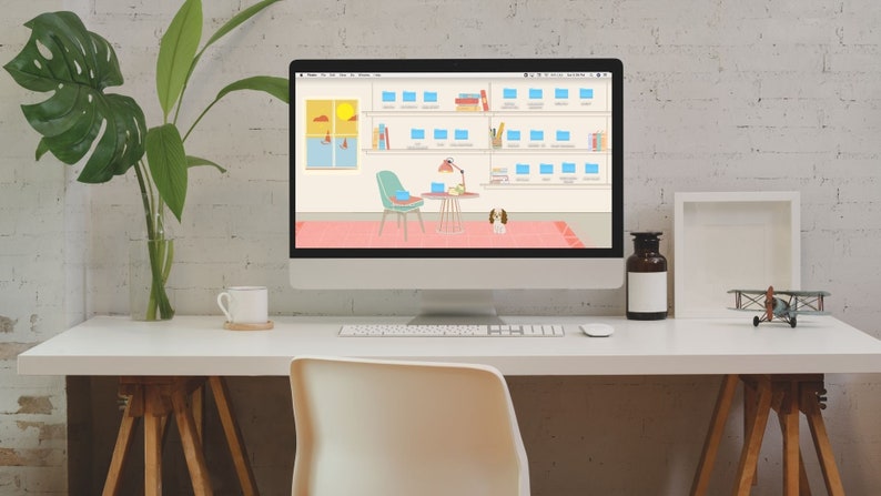 Desktop Wallpaper | Calming Study Room Background Digital Desktop - Etsy