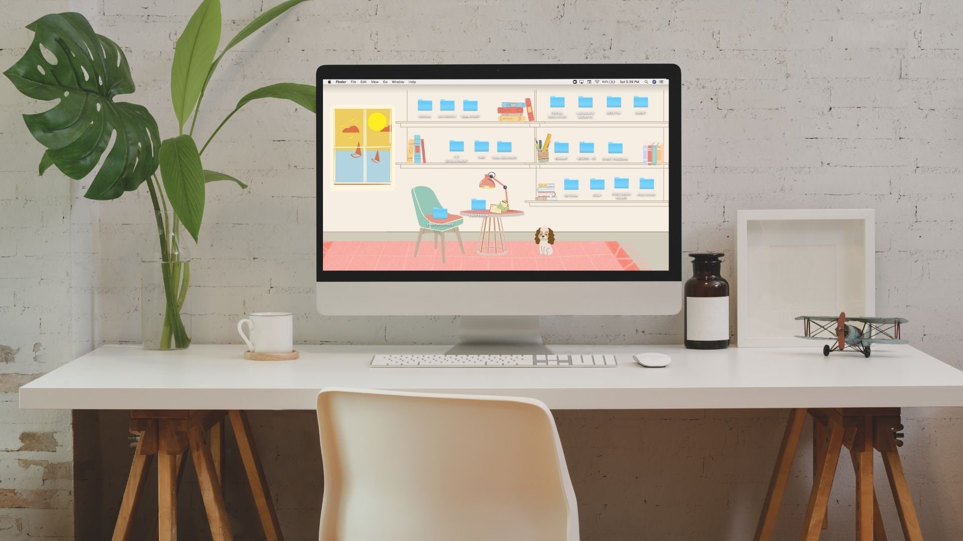 Desktop Wallpaper | Calming Study Room Background Digital Desktop ...