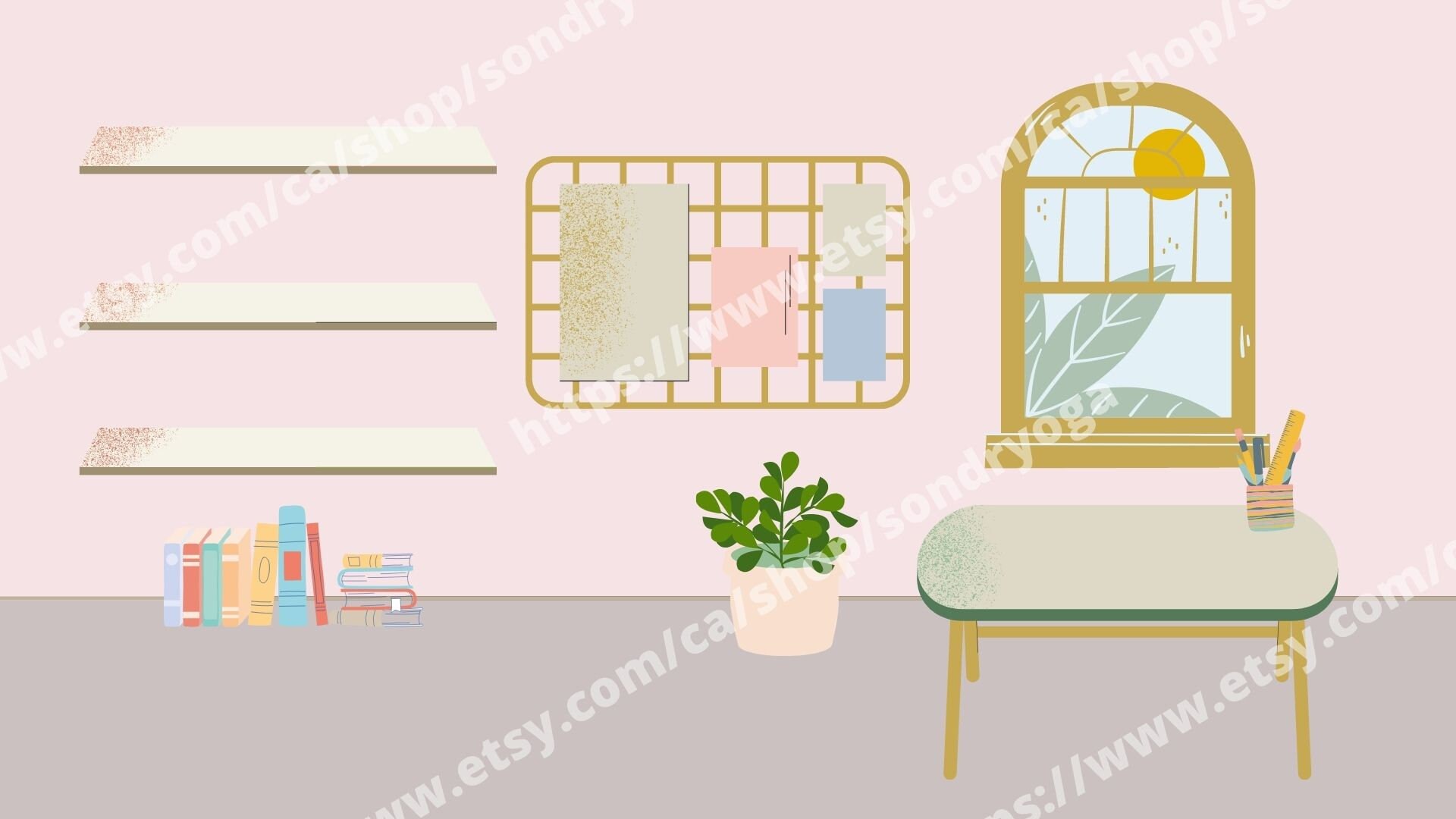 Desktop Wallpaper | Pink Room Background Digital Desktop - Etsy