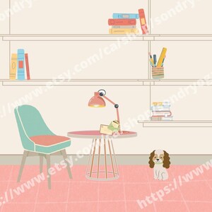 Desktop Wallpaper | Calming Study Room Background Digital Desktop ...
