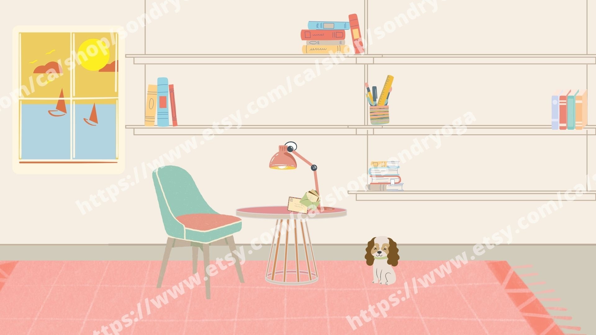 Desktop Wallpaper | Calming Study Room Background Digital Desktop ...