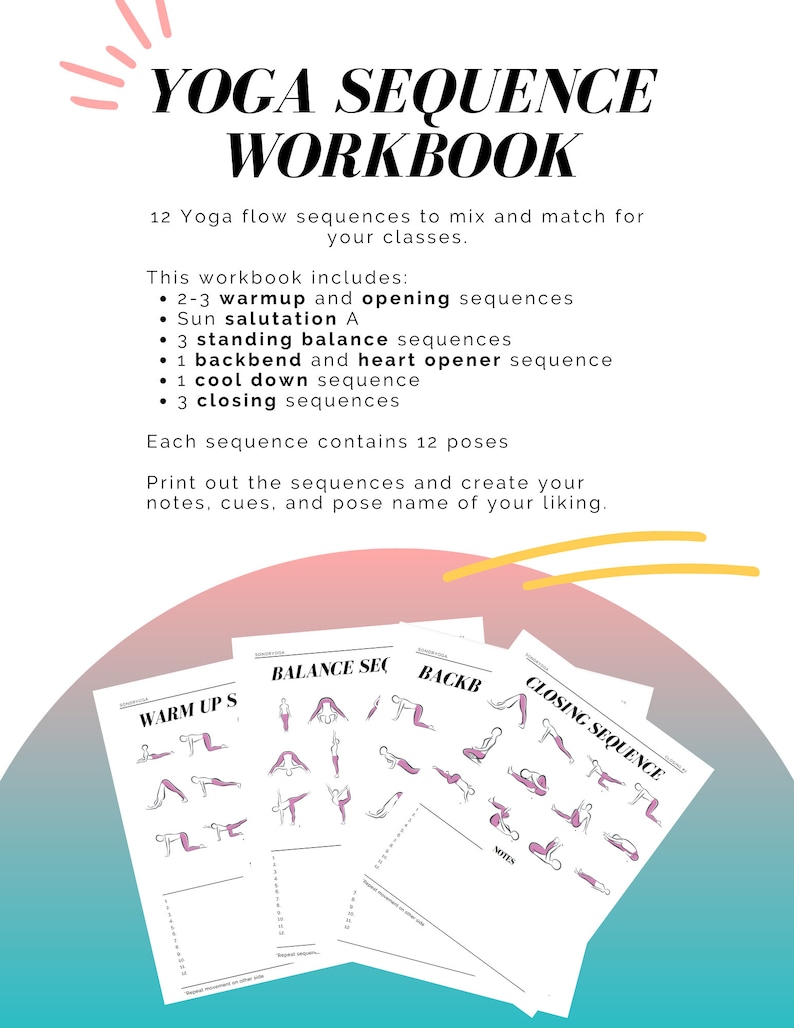 New Yoga Teacher Sequence Workbook | Yoga Class Planner Routine ...