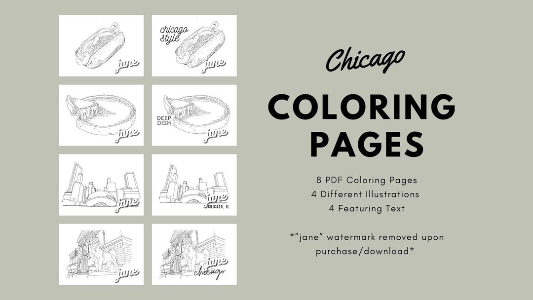 Chicago Coloring Pages Children & Adults - Etsy