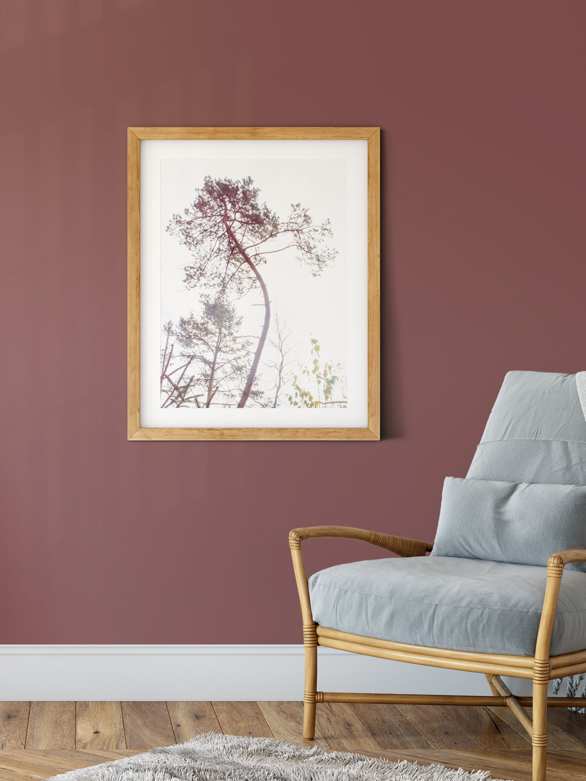 Bending Tree, Stylized Minimaliist Photography, Red Yellow and White ...