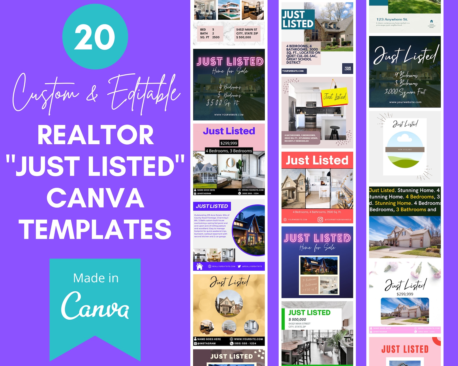 20 Realtor Canva Templates Just Listed Real Estate Instagram Templates ...