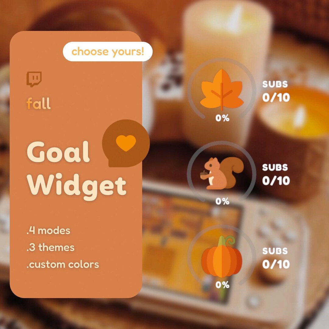 FALL Goal Widget for Twitch | Coworking | Streamelements - OBS - Etsy