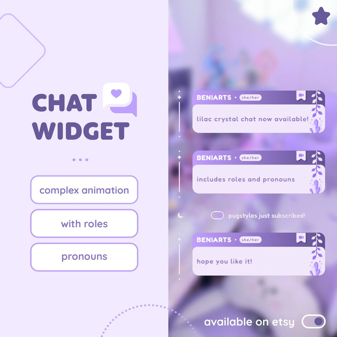 Chat Widget for Twitch With Alerts | Lilac Crystal Chat ...