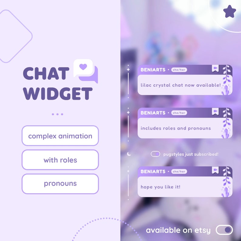 Chat Widget for Twitch With Alerts Lilac Crystal Chat Streamelements ...