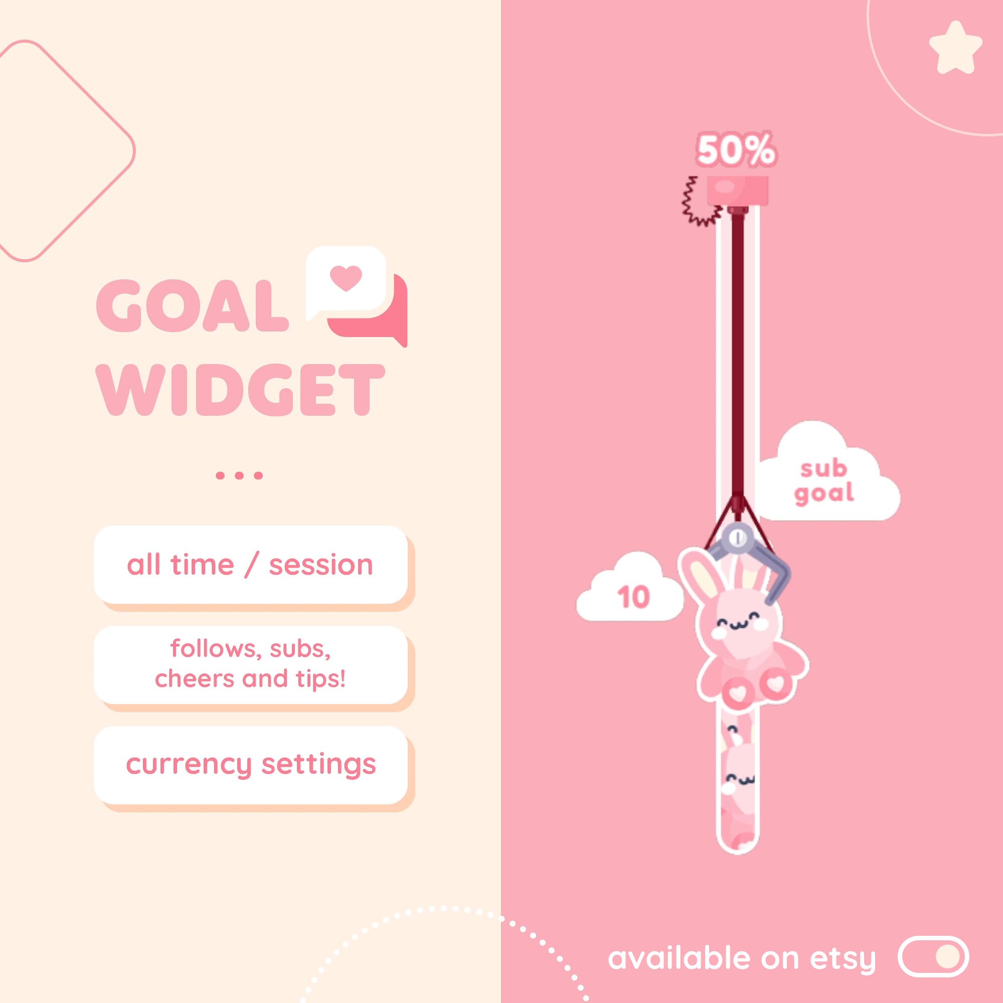 Goal Widget for Twitch | Bunny Gacha Goal | Streamelements OBS - Etsy