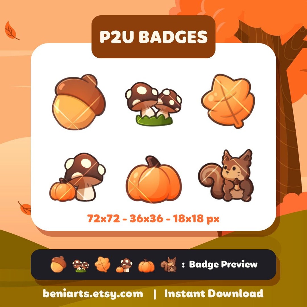 P2U Fall/autumn Cozy Badges for Twitch | Sub Bit Badges - Etsy