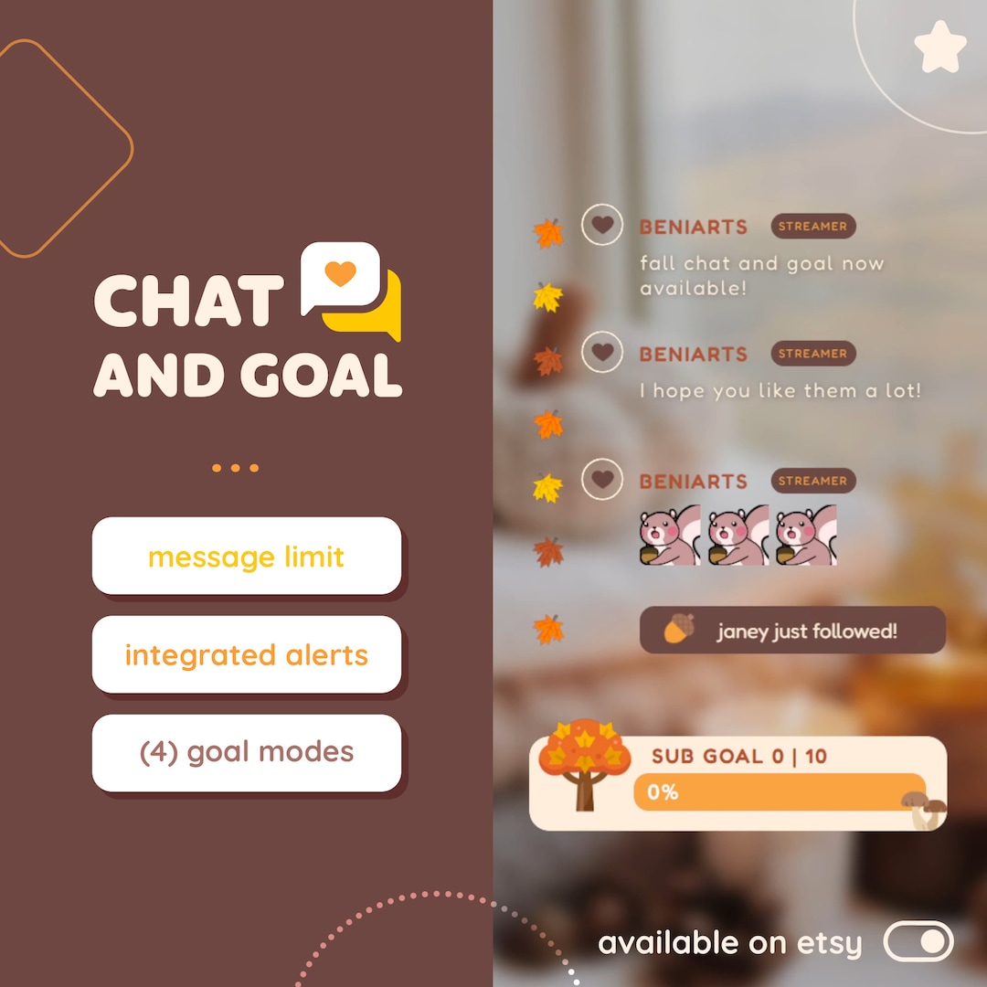 PACK Chat and Goal Widget for Twitch With Alerts | Custom Fall Chat and Goal | Streamelements ...