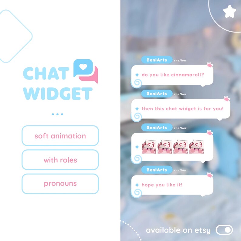 Chat Widget for Twitch Cute Blue Bunny Chat Streamelements OBS - Etsy