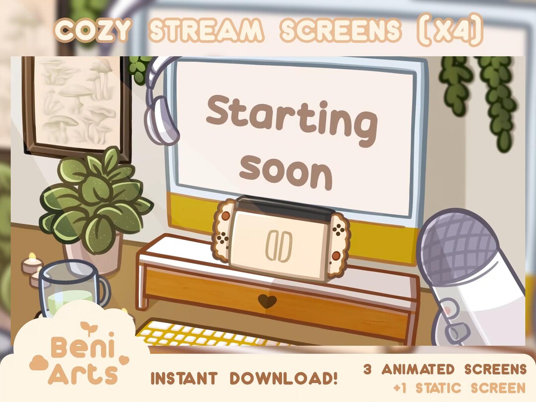 ANIMATED COZY SCREENS X4 | Cottagecore Stream Scenes | Starting Waiting ...