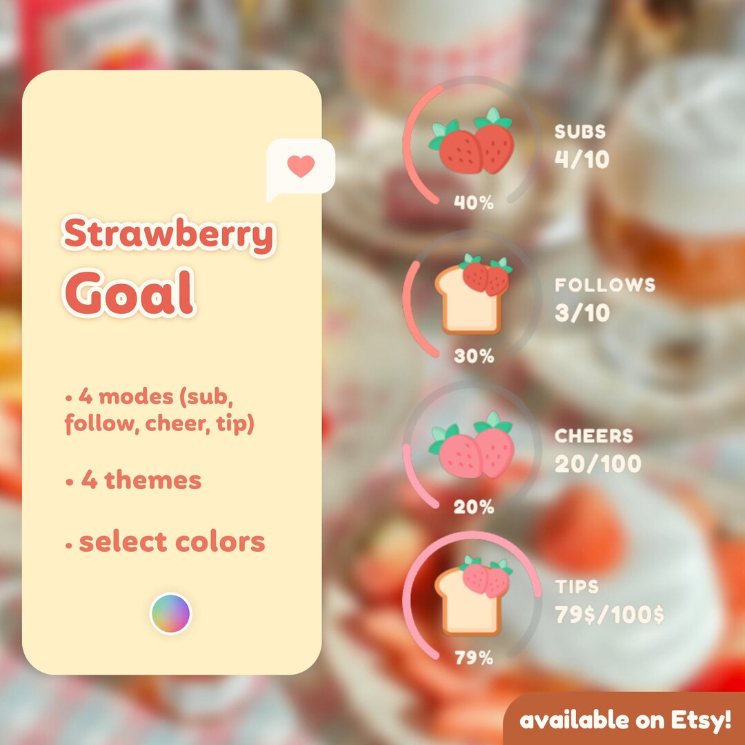 STRAWBERRY GOAL Widget for Twitch | Cozy Coworking | Streamelements ...
