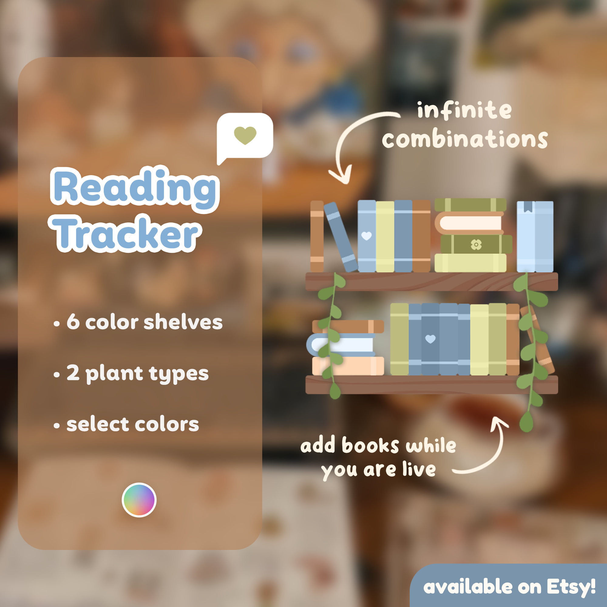 READING TRACKER Widget for Twitch | Cozy Plant Flower Coworking ...