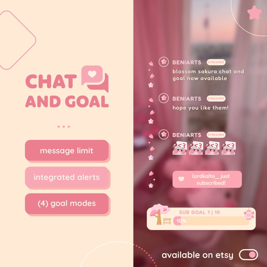 PACK Chat and Goal Widget for Twitch With Alerts Blossom Sakura Chat ...