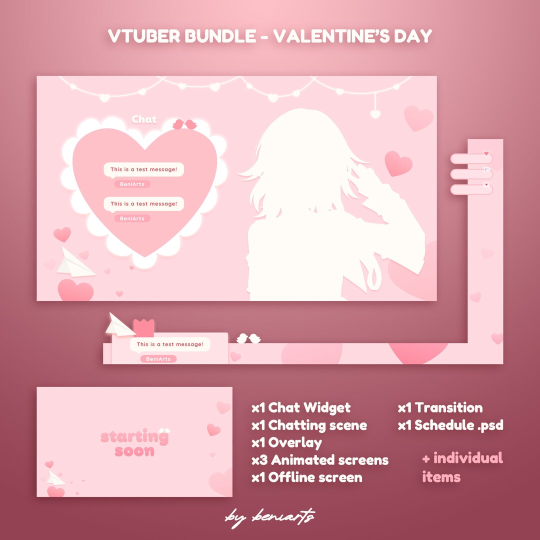 VTUBER BUNDLE Valentine's Day With Chat Widget for Twitch Animated ...