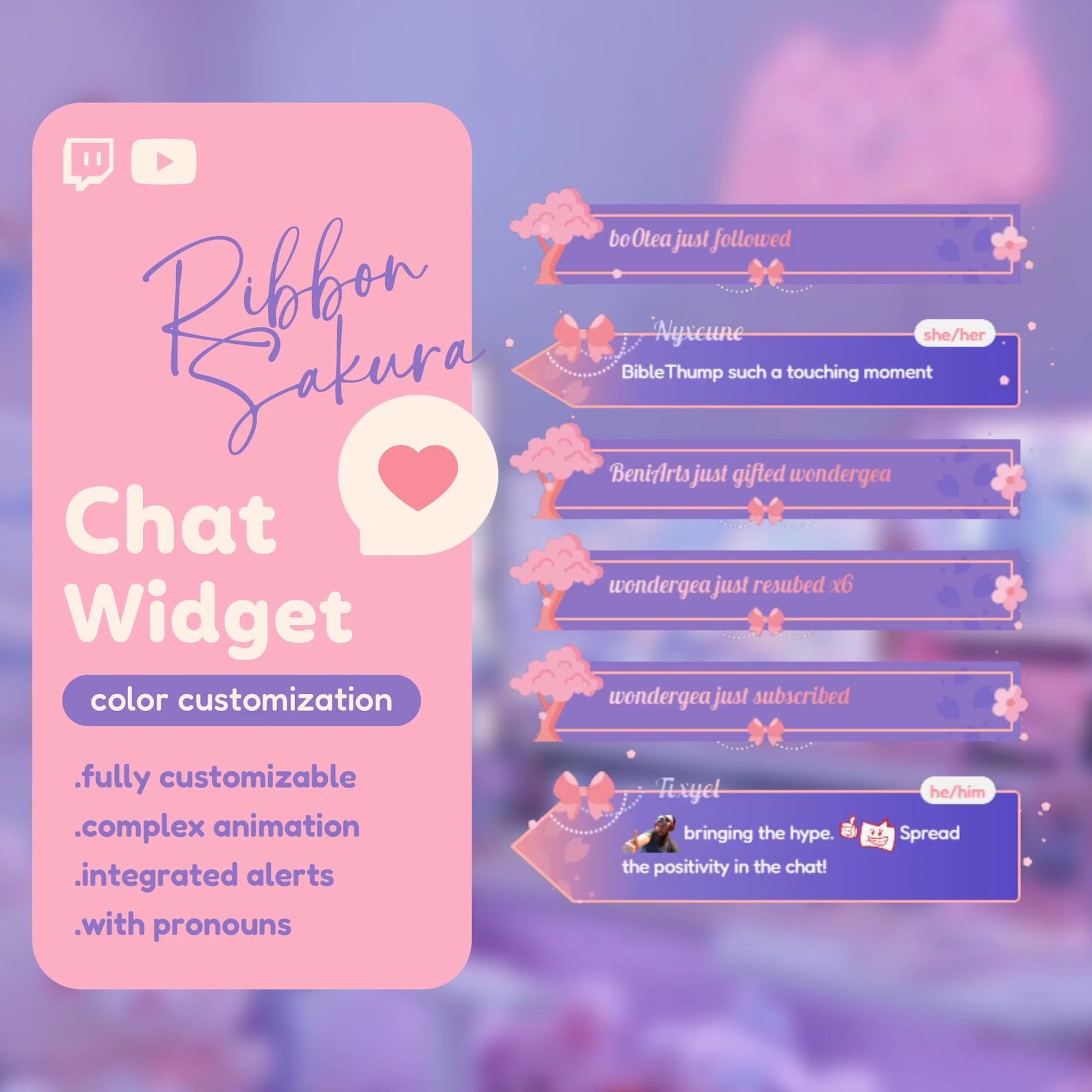 RIBBON SAKURA Customizable Chat Widget for Twitch and Youtube ...