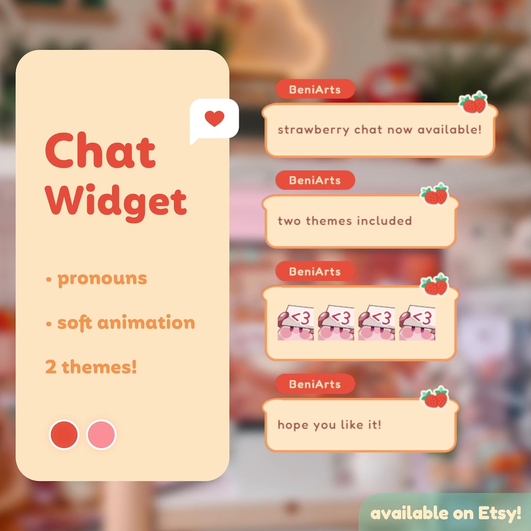 Strawberry Chat Widget for Twitch | Cute Chat | Streamelements OBS - Etsy