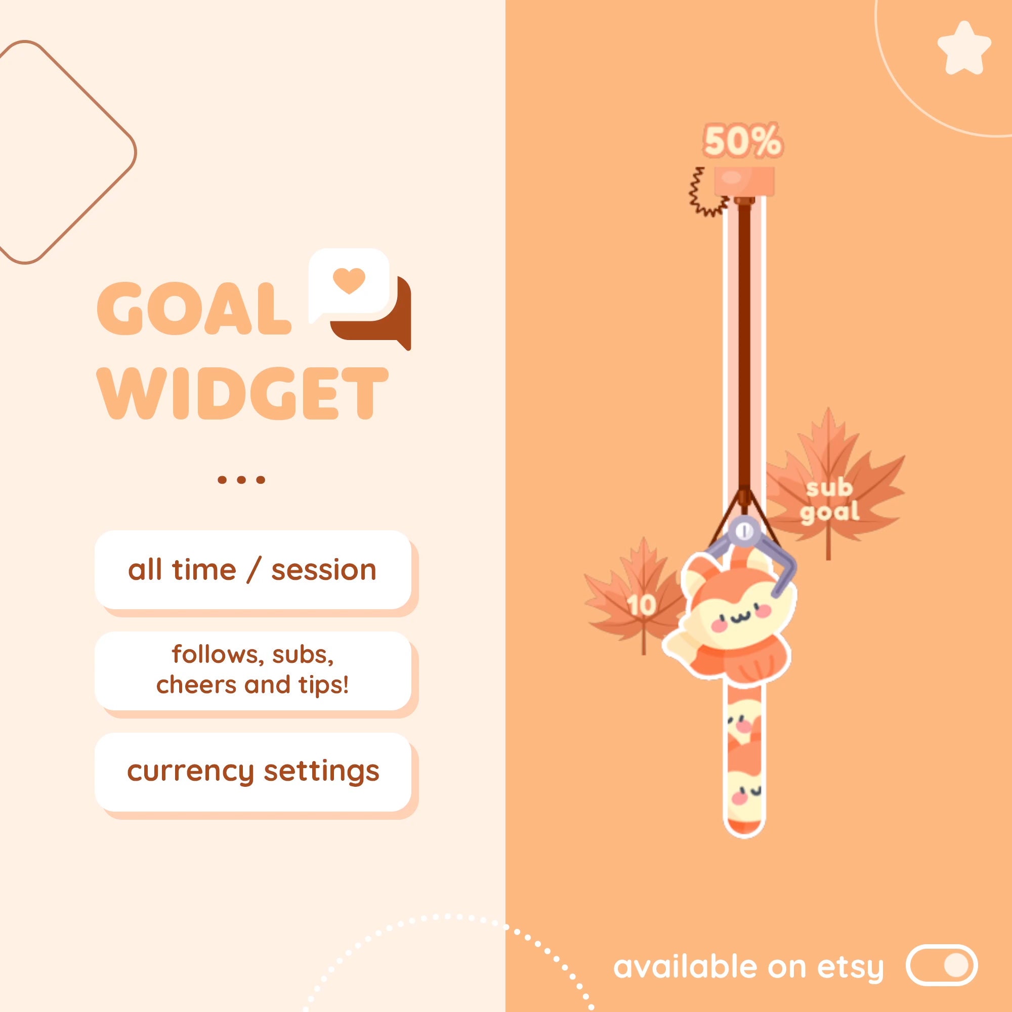 Goal Widget for Twitch | Fox Gacha Goal | Streamelements OBS - Etsy