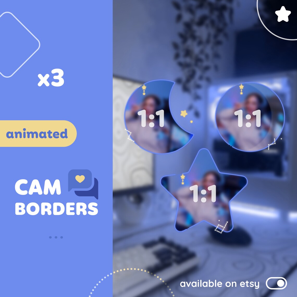ANIMATED WEBCAM BORDERS X3 | Constellation Moon Themed Webcam Borders ...