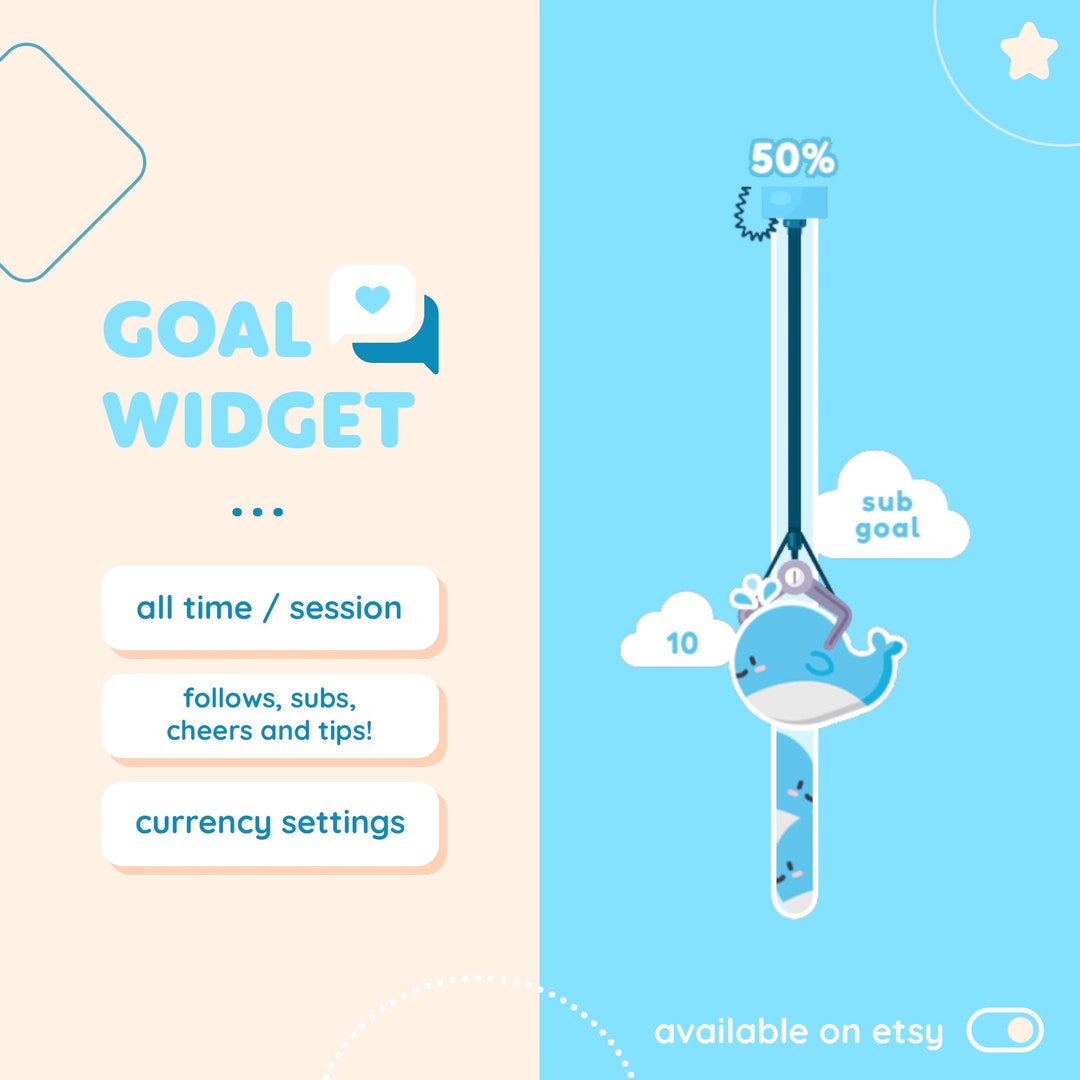 Goal Widget for Twitch Whale Gacha Goal Streamelements OBS - Etsy
