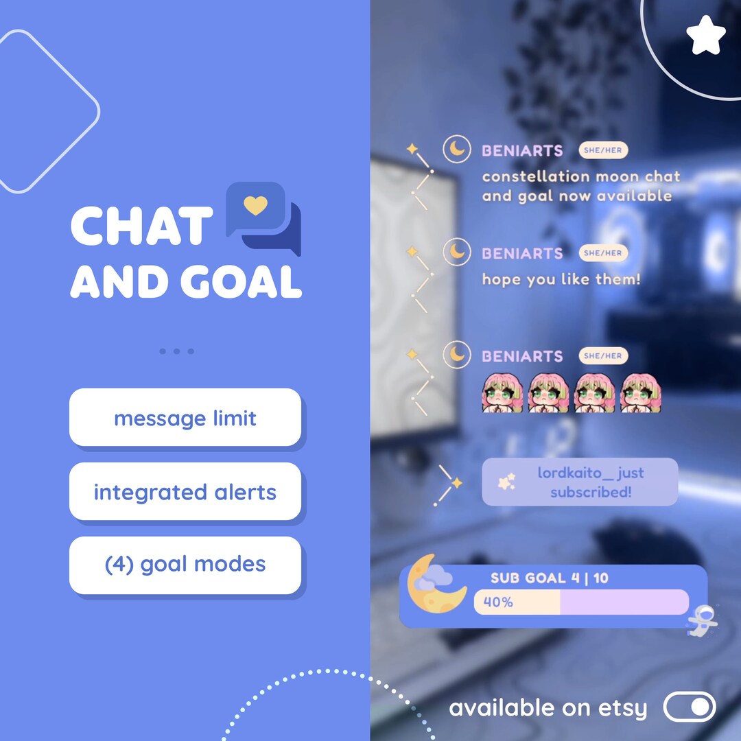 PACK Chat and Goal Widget for Twitch with Alerts Constellation Moon ...