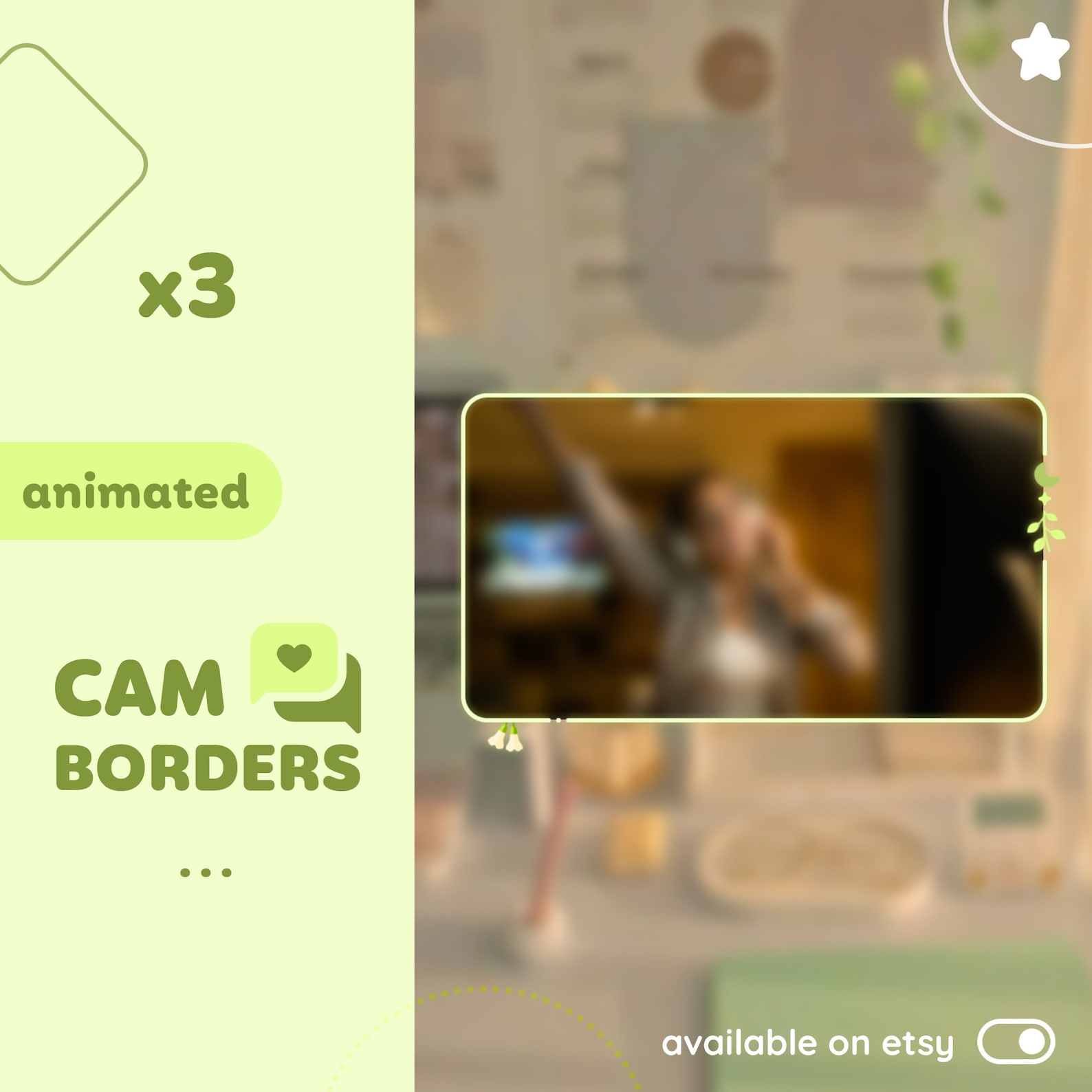 ANIMATED WEBCAM BORDERS X3 Plant Themed Webcam Borders for Stream Plant ...