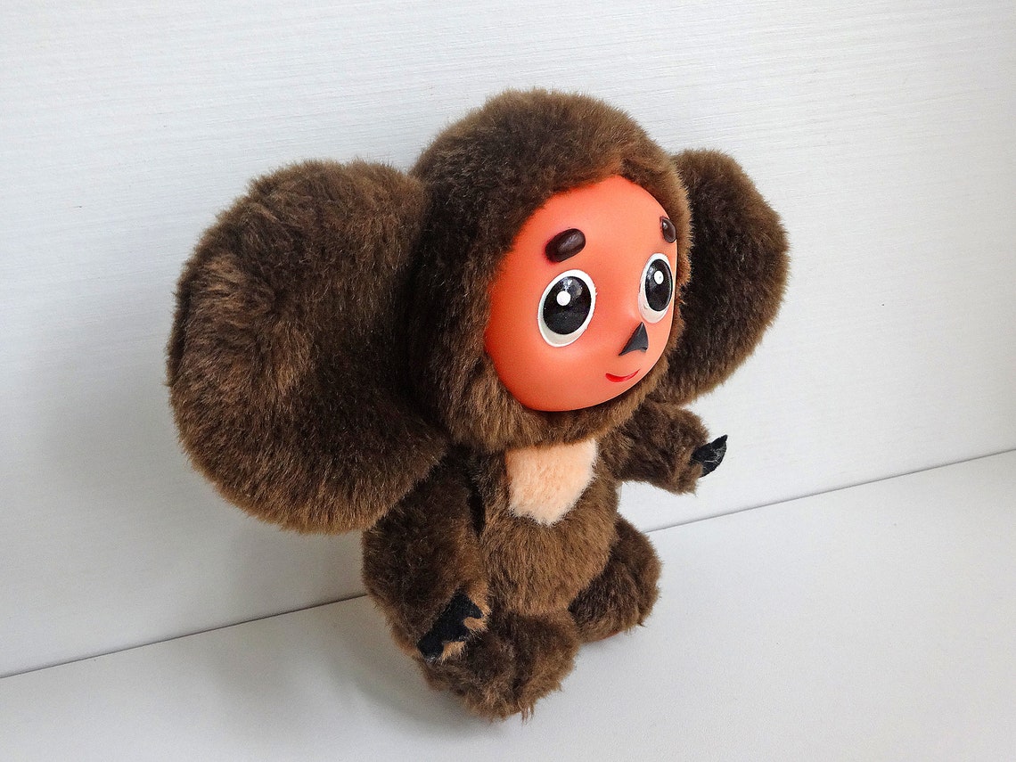 Plush Cheburashka with plastic faceСollectible soft plush toy | Etsy