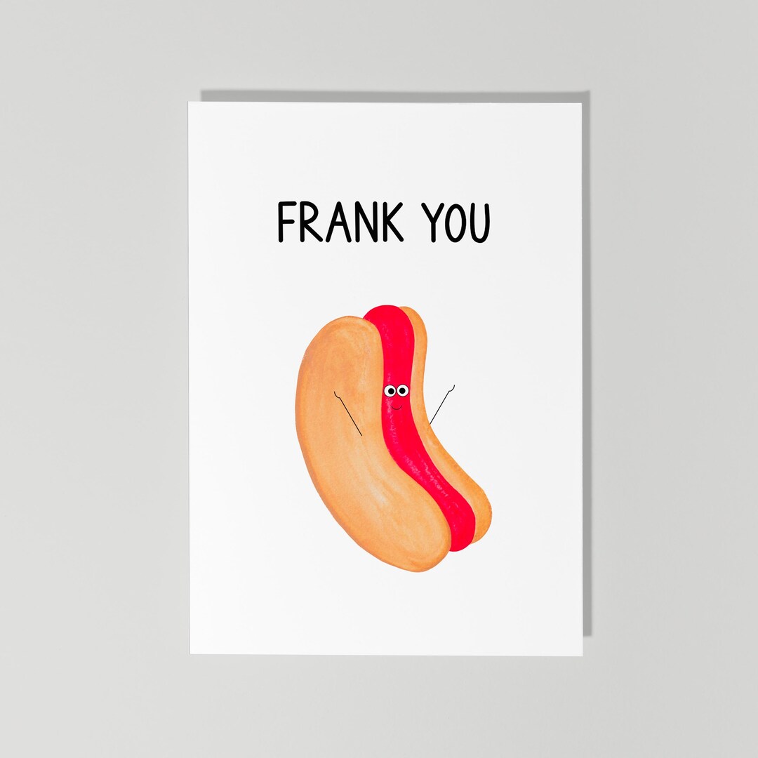 Funny Thank You Card, Frank You, Hotdog Thank You Card - Etsy