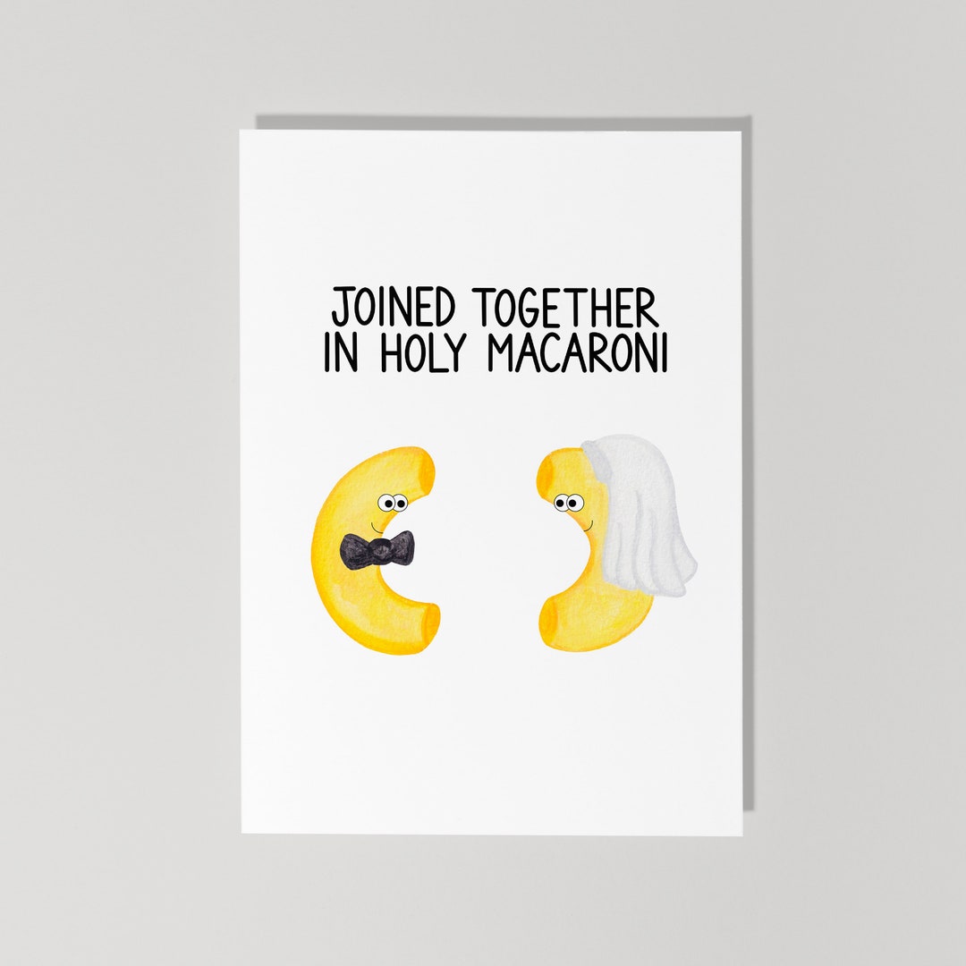 Funny Wedding Card, Pasta Wedding Card, Funny Engagement Card, Joined ...