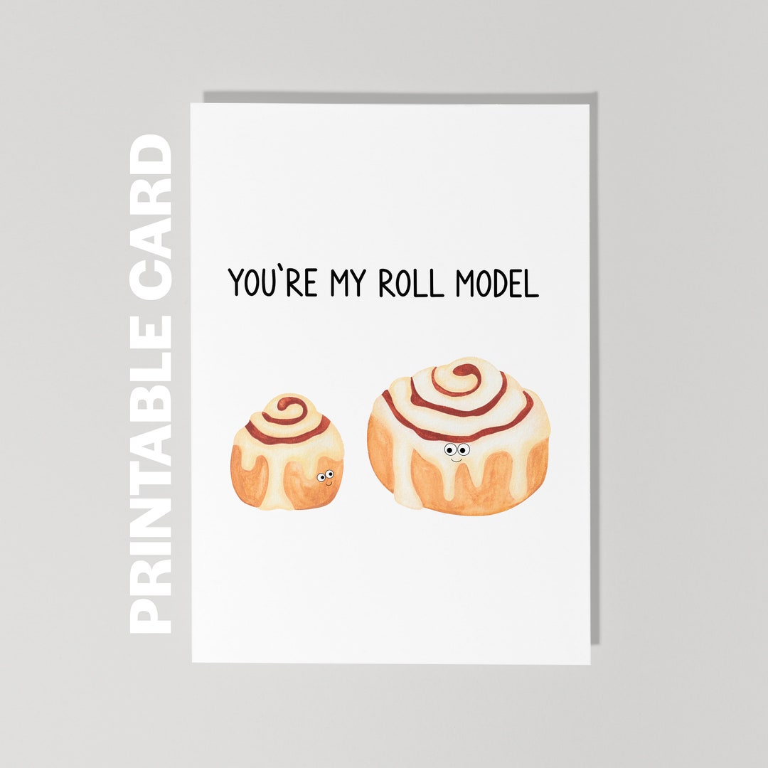 Printable Mother's Day Card, You're My Role Model, Cinnamon Roll Card ...