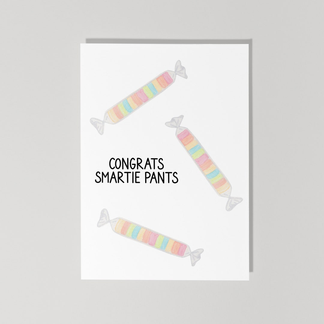 Funny Graduation Card, Congrats Smartie Pants - Etsy